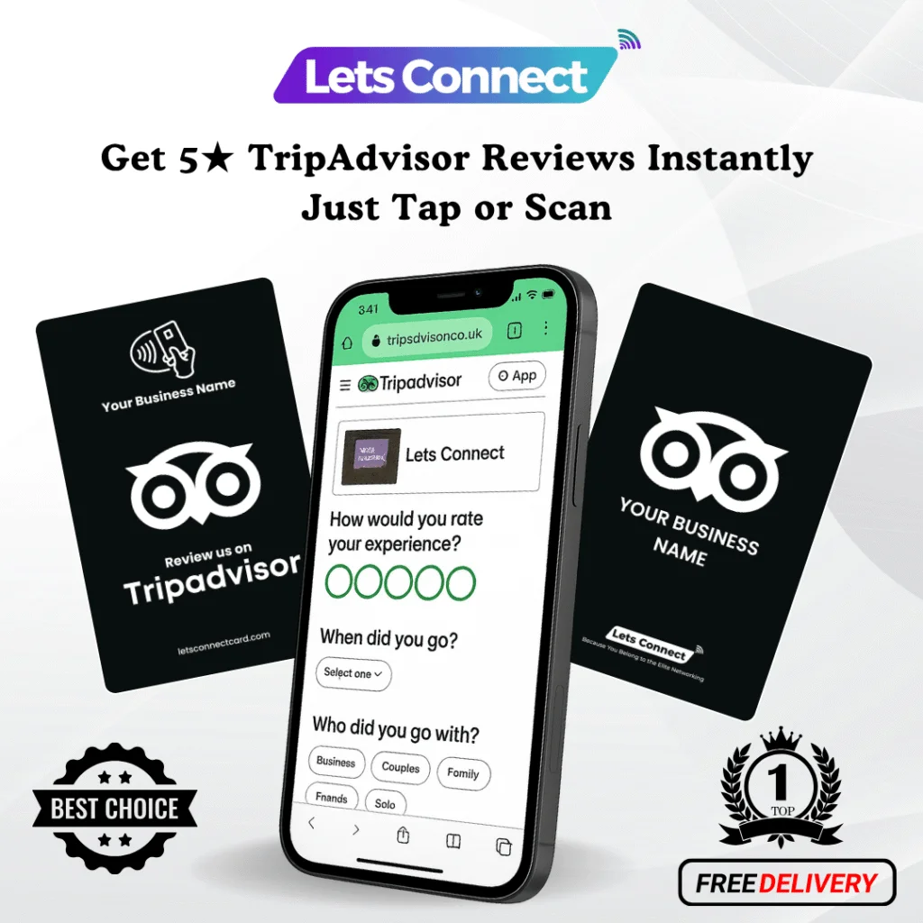 TripAdvisor Review Cards With NFC & QR Code - The Business Show 2026