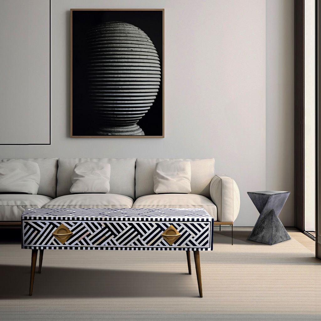 Sienna Sleek Two Drawer Bone Inlay Coffee Table - REVEAL