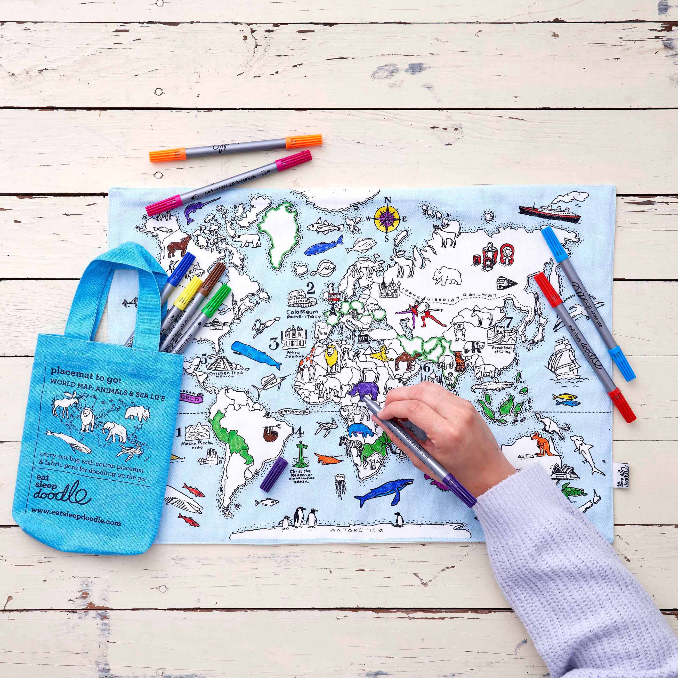 Colour-in World Map Placemat to Go - Retail Revealed