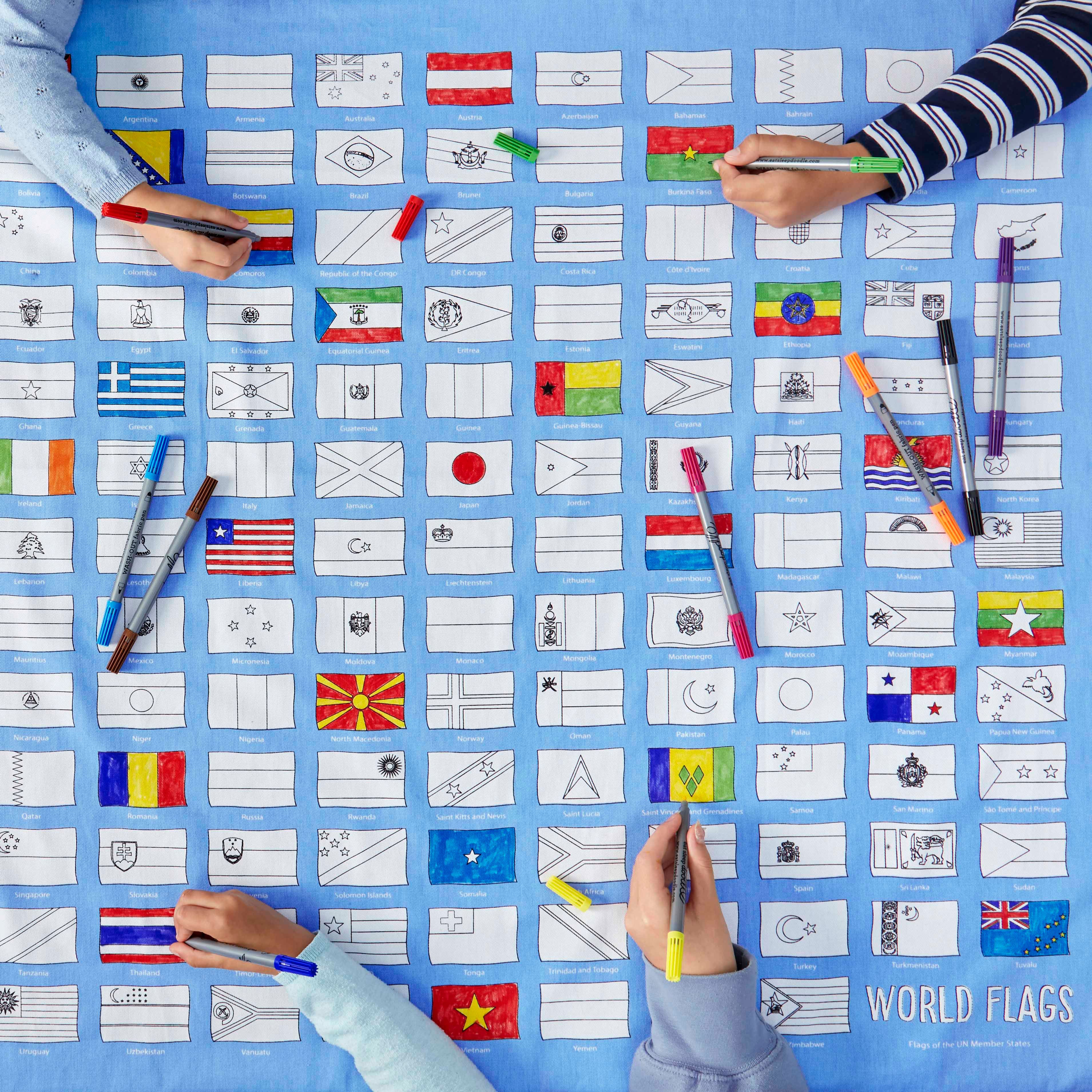 Colour-in World Flags Tablecloth - Retail Revealed
