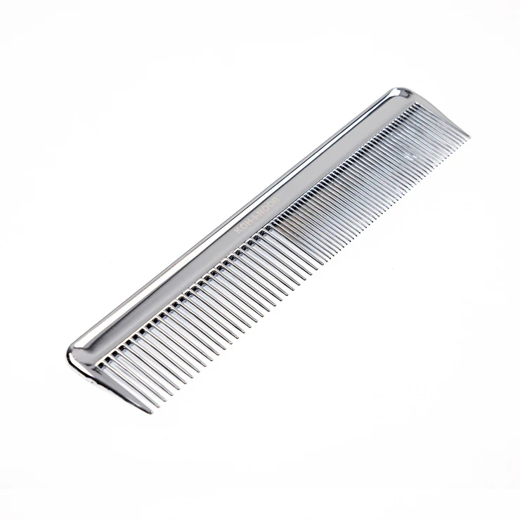 KOH-I-NOOR Metallic Wide and Close Spread Teeth Comb CHROME - Retail ...