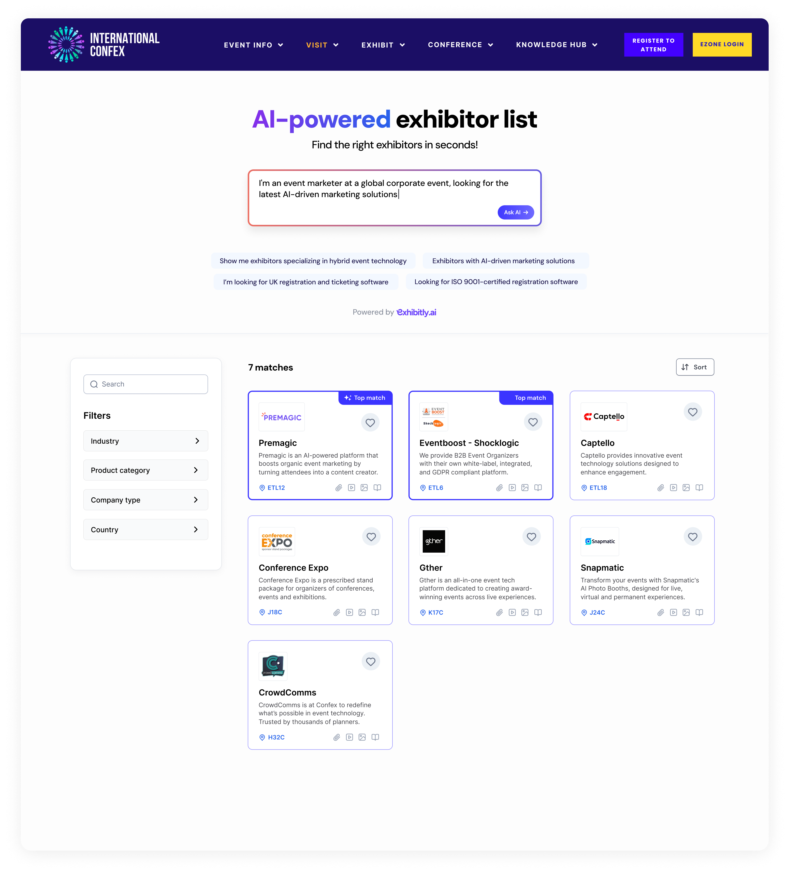 AI-powered Exhibitor List - International Confex