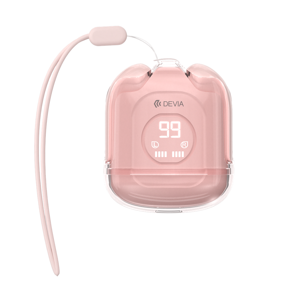 Devia - TWS-M6 - True Wireless Earbuds, Charging Case & Lanyard - Pink - The Emergency Services Show