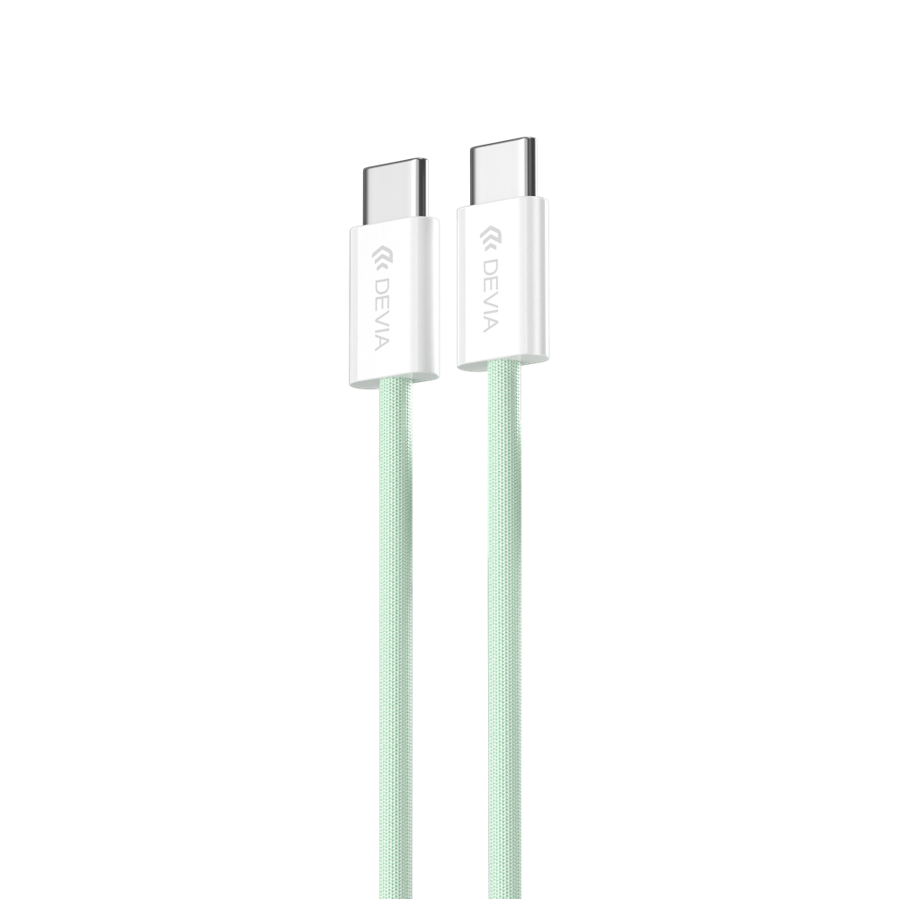 Devia - 1m (60W) Woven Braided Power Delivery - USB-C to USB-C Cable - Green - The Emergency ...