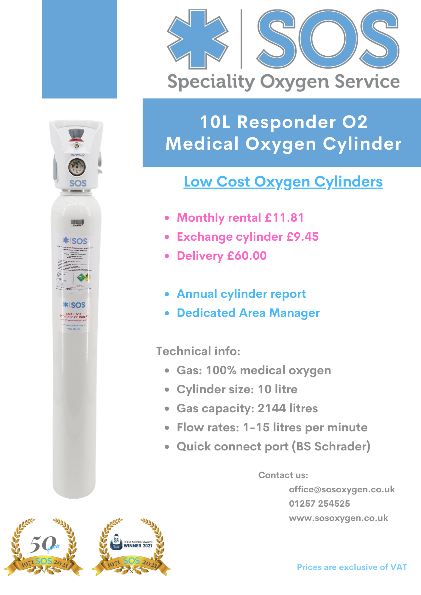 10L Responder O2 Medical Oxygen Cylinder - The Emergency Services Show