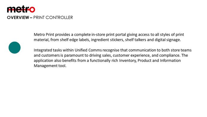 Metro Print Controller - Retail Technology Show
