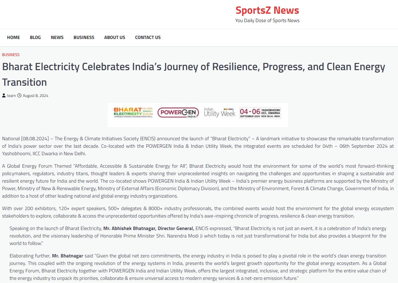 Sportsz News | Bharat Electricity to Celebrate India's Awe-inspiring ...